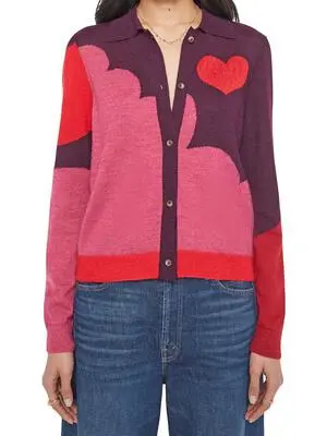 MOTHER The Racquet Abstract Print Alpaca Cardigan - Pop Art