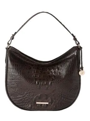 Brahmin Small Kathleen Croc Embossed Leather Shoulder Bag - Chocolate Alden Road