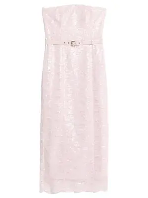 TOCCIN Vivian Belted Sequin Lace Midi Dress Balle