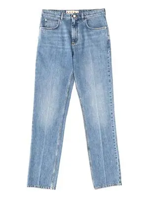 Marni Cotton Denim Straight Fit Pants - Blue