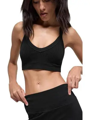 Alo Yoga Seamless Two Tone Rib Bra Black
