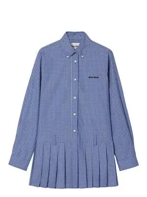 Miu Miu Pleated Checked Mini-dress - Sapphire Blue