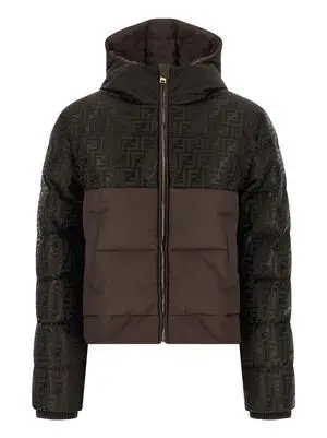 Fendi Ff Nylon Down Jacket - Brown