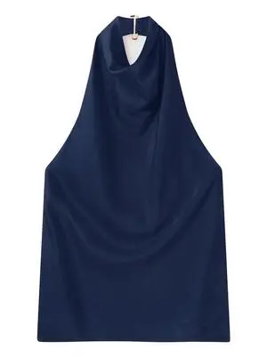 Stella McCartney Satin Halterneck Top - Navy