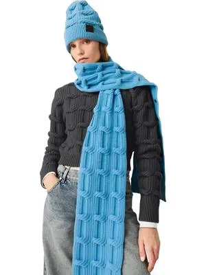 Stella McCartney Falabella Cable-knit Scarf - New Sky Blue
