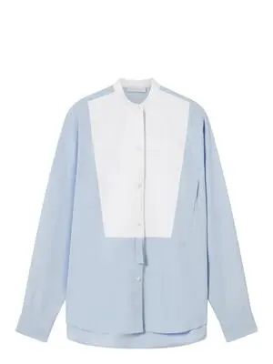 Stella McCartney Tuxedo Bib Organic Cotton Poplin Shirt - Sky Blue