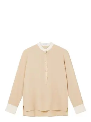 Stella McCartney Contrast Trim Grandfather Collar Shirt - Almond