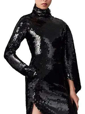 Stella McCartney Sequin Draped Mini Dress - Black