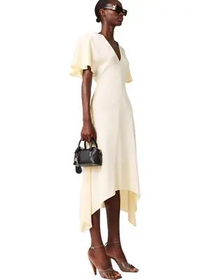Stella McCartney V-neck Satin Midi Dress - Buttermilk