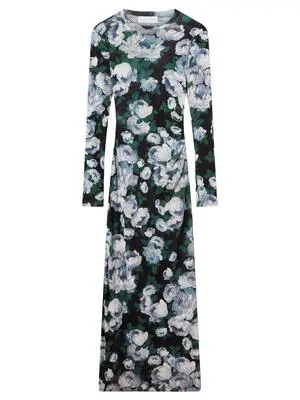 Stella McCartney Floral Mesh Midi Dress Blue Floral
