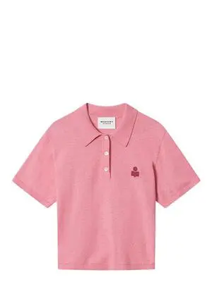 MARANT ETOILE Althea Cotton-Blend Knit Polo Bubblegum/granita