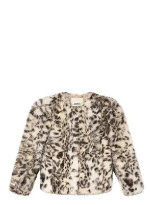 Isabel Marant Bahria Faux Fur Coat - Ecru/black