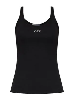 Off-White Ribbed Camisole Top - Black