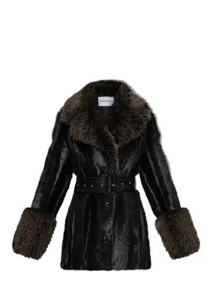 STAND STUDIO Fae Faux Fur Coat - Brown