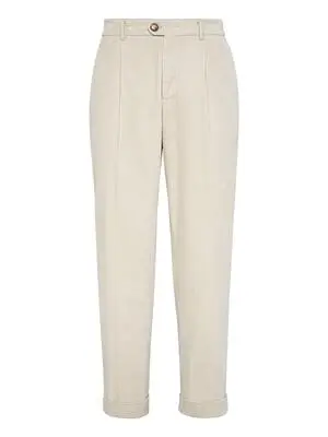 Brunello Cucinelli Cotton Corduroy Pleated Trousers - Beige