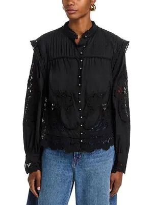 Farm Rio Richilieu Blouse - Black