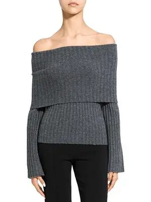 Theory Off-the-shoulder Sweater - Charcoal