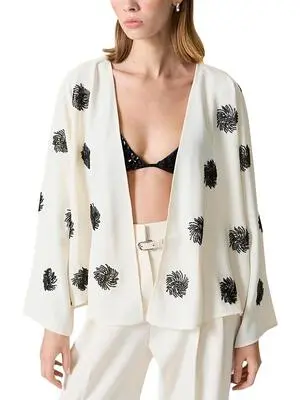 NOCTURNE Beaded Open Front Kimono - Multi-colored