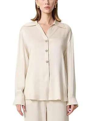 NOCTURNE Belted Shirt With Statement Buttons - Open White