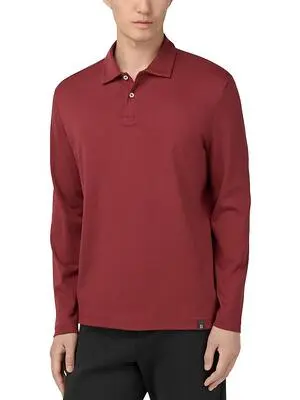Boggi Milano Pima Interlock Long Sleeve Polo Burgundy