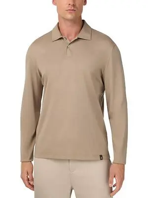 Boggi Milano Pima Interlock Long Sleeve Polo - Taupe
