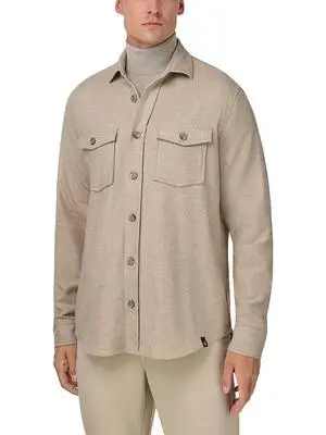 Boggi Milano Oversized Flannel Overshirt - Sand