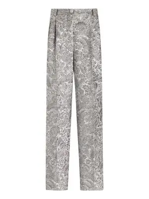 DOLCE & GABBANA Lamé Floral Jacquard Trousers