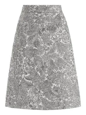 Dolce & Gabbana Lamé Floral Jacquard Midi Skirt - Silver