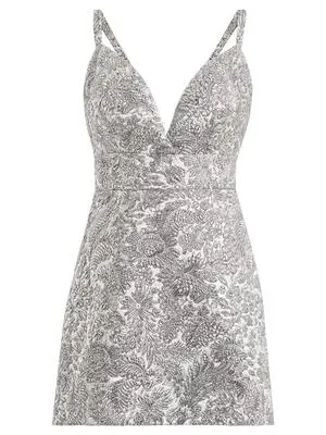 Dolce & Gabbana Floral Brocade A-line Mini Dress - Silver
