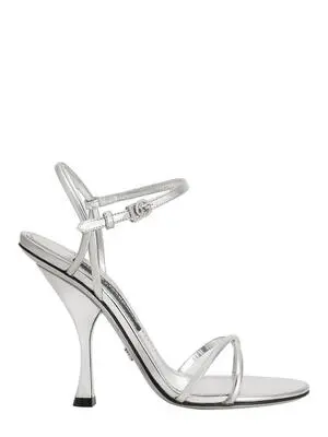 Dolce & Gabbana Sandals In Mirror Calfskin - Silver
