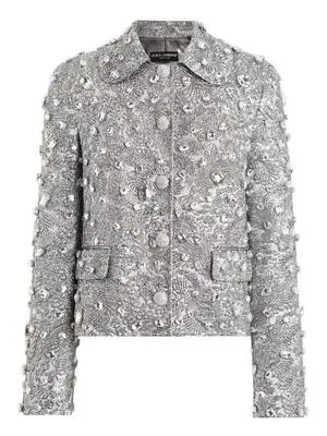 Dolce & Gabbana Single-breasted Embroidered Jacket With Stones - Multicolor