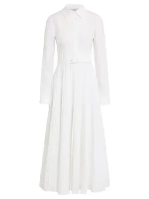 Gabriela Hearst Dewi Pintucked Linen Midi Shirt Dress - White