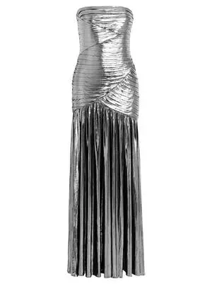 Retrofete Josie Strapless Lamé Maxi Dress - Gunmetal