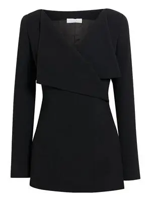 Gabriela Hearst Keir Wool-crepe Wrap Jacket - Black