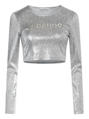 Rabanne Metallic Jersey Crop Top - Silver