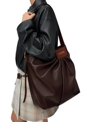 Loewe Draped Tote - Dark Chestnut