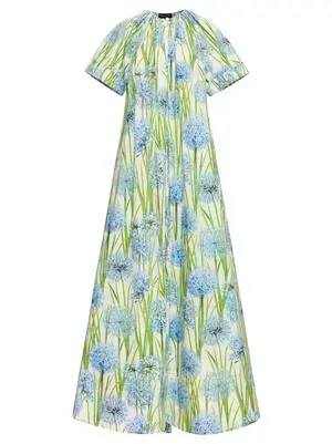 Oscar De La Renta Floral-print Maxi Dress - Blue