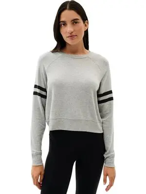 Splits59 Brooks Stripe Fleece Pullover - Heather Grey/black