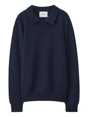 LISA YANG Rufus Cashmere Polo Sweater Navy