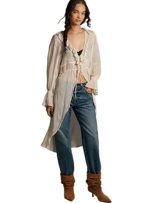Anthropologie Ruffled Duster Top - Ivory