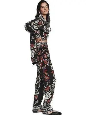 Farm Rio Rocco Flowers Pants - Black Floral