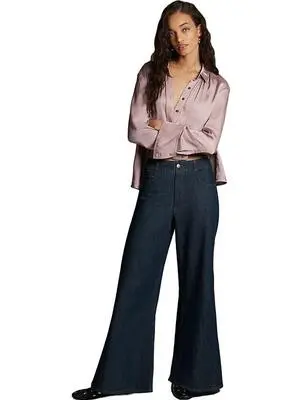 PILCRO The Adi Regenerative Cotton Mid-rise Flare Jeans - Dark Denim