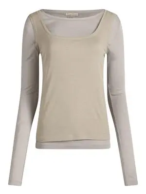 FRUITY BOOTY Double Layer Long Sleeve Top - Grey/ecru