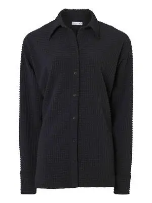 Hunza G Seersucker Shirt - Black Seersucker