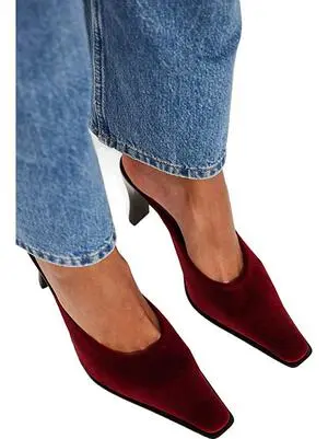 Jeffrey Campbell Heeled Mules - Wine Velvet