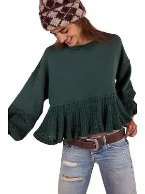 Free People Autumn Sweatshirt Forest Green