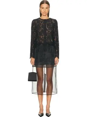 FRAME Lace Button Blouse - Black