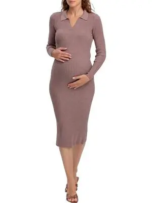 PIETRO BRUNELLI Lavinia Rib Knit Maternity Dress - Old Wood
