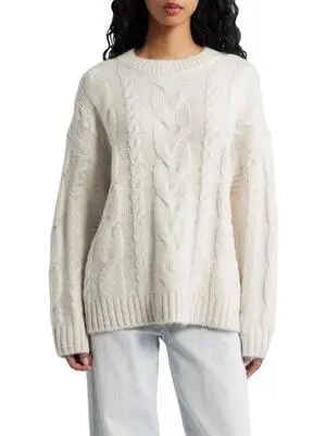 Bp. Oversized Cable Knit Sweater - Beige Oatmeal Light Heather