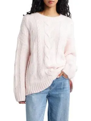 Bp. Oversized Cable Knit Sweater - Pink Primrose
